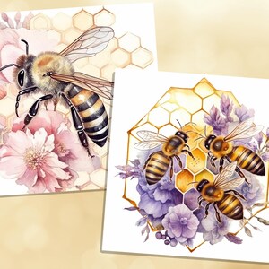 Printable Floral Honey Bee Digital Papers, Beehive Pages, Bee ...