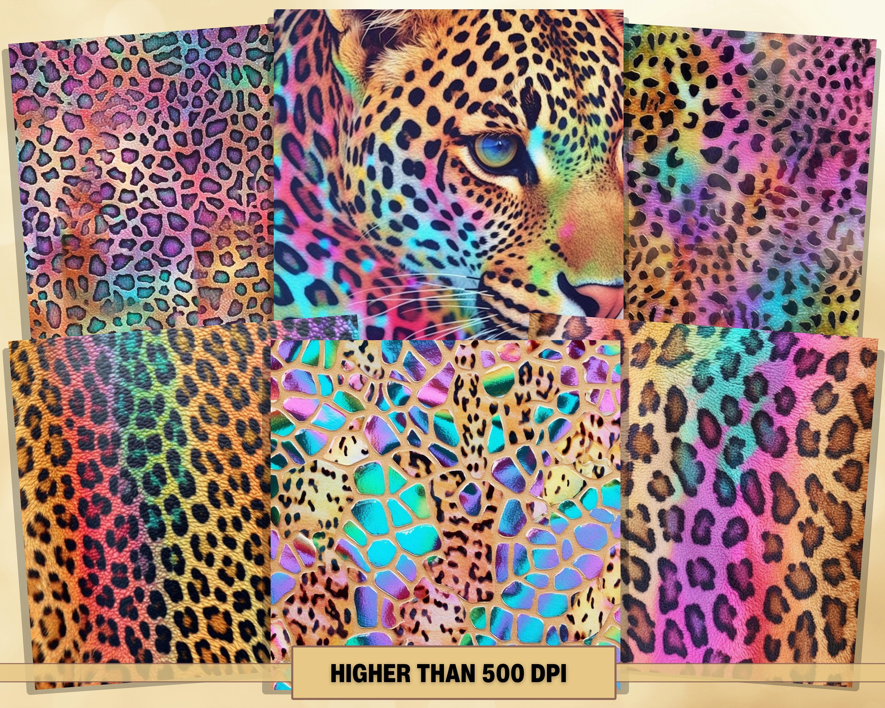 Printable Rainbow Leopard Pattern Digital Iridescent Papers, Pages ...