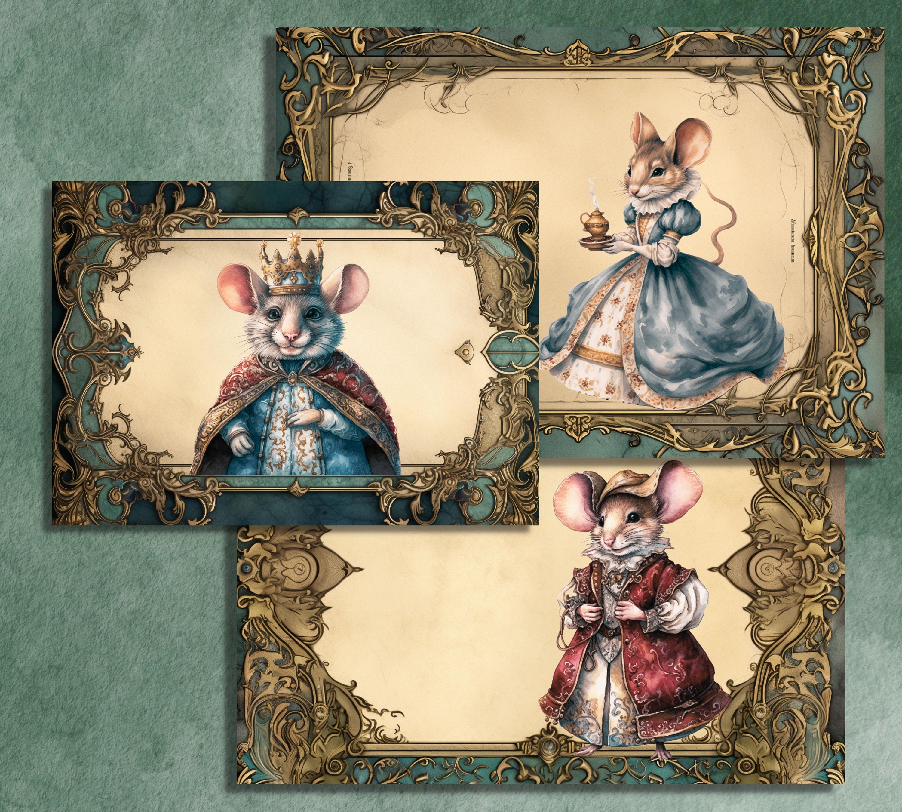 Printable Victorian Mouse Digital Paper Dressed Animals - Etsy