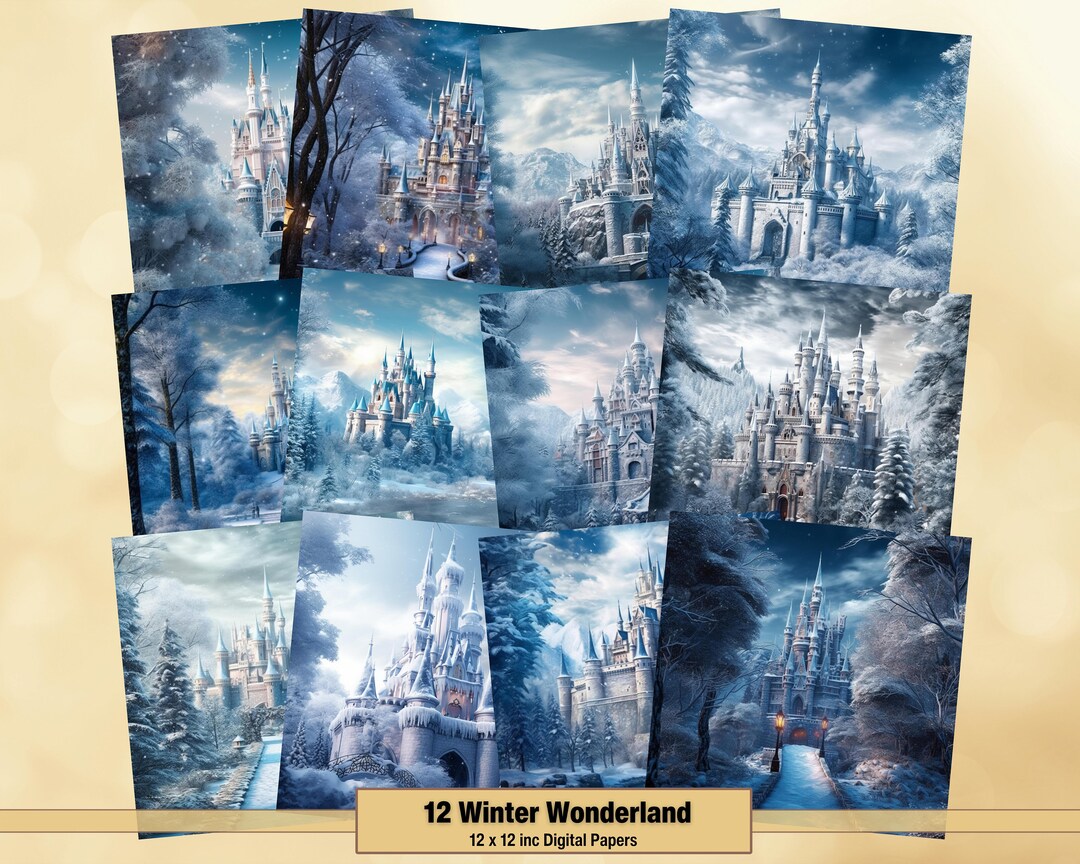 Printable Winter Wonderland Digital Papers, Snow Forest Pages, Winter ...