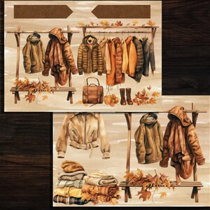 Printable Autumn Cozy Outfit Digital Papers, Fall Fashion Ephemera ...
