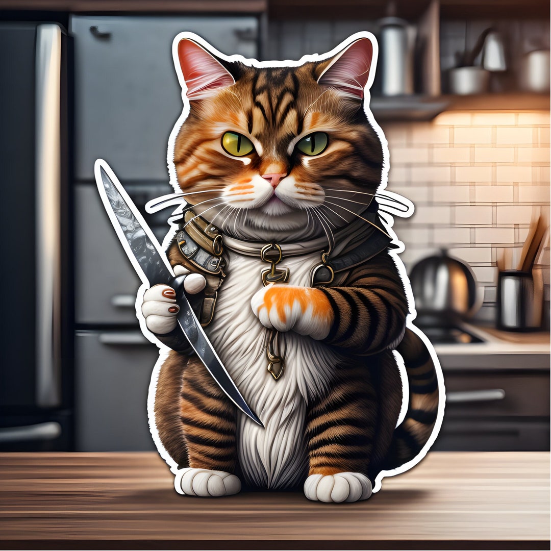 Killer Kitty Vinyl Sticker: Feline Assassin With a Dark Sense of Humor ...