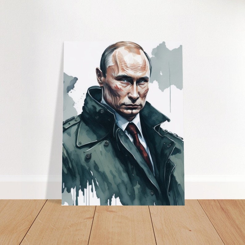 Putin Art Print Poster, Watercolor Presidential Portrait, Modern Wall ...