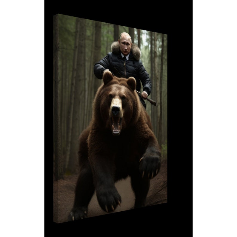 Putin Art Print Poster, Putin Riding on Bear, Modern Wall Decor, Wooden ...