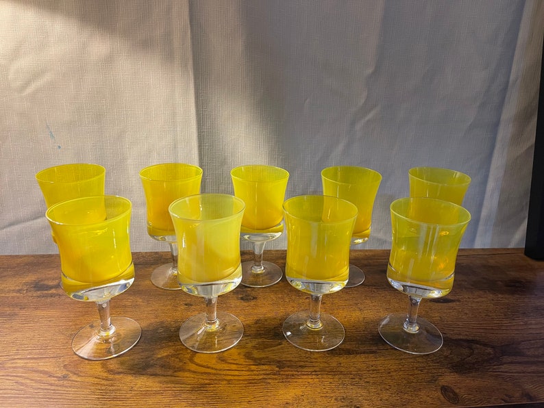 9 Yellow Opaline Mid Century Goblets Made in Sweden Denby Mirage - Etsy