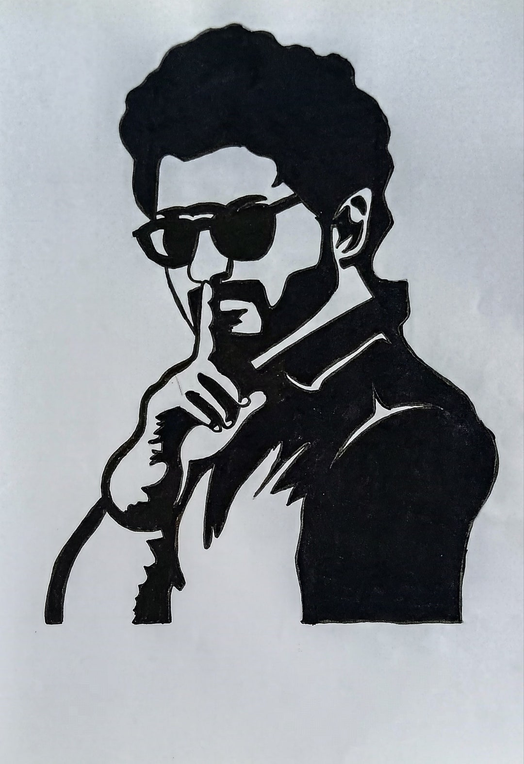 Thalapathy Vijay Black and White Drawing - Etsy