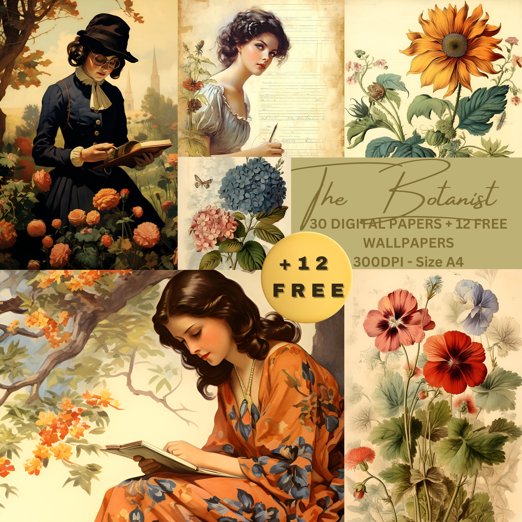 30 Botany Journal Pages Plus 12 Free Vintage Floral Illustrated ...