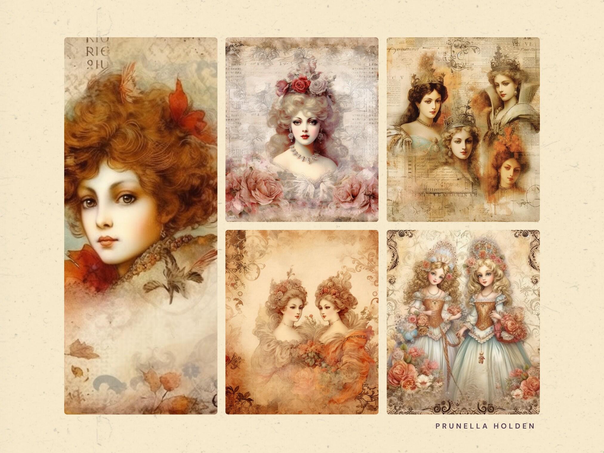 Vintage Princess Digital Paper Kit for Junk Journal | ATC Cards ...