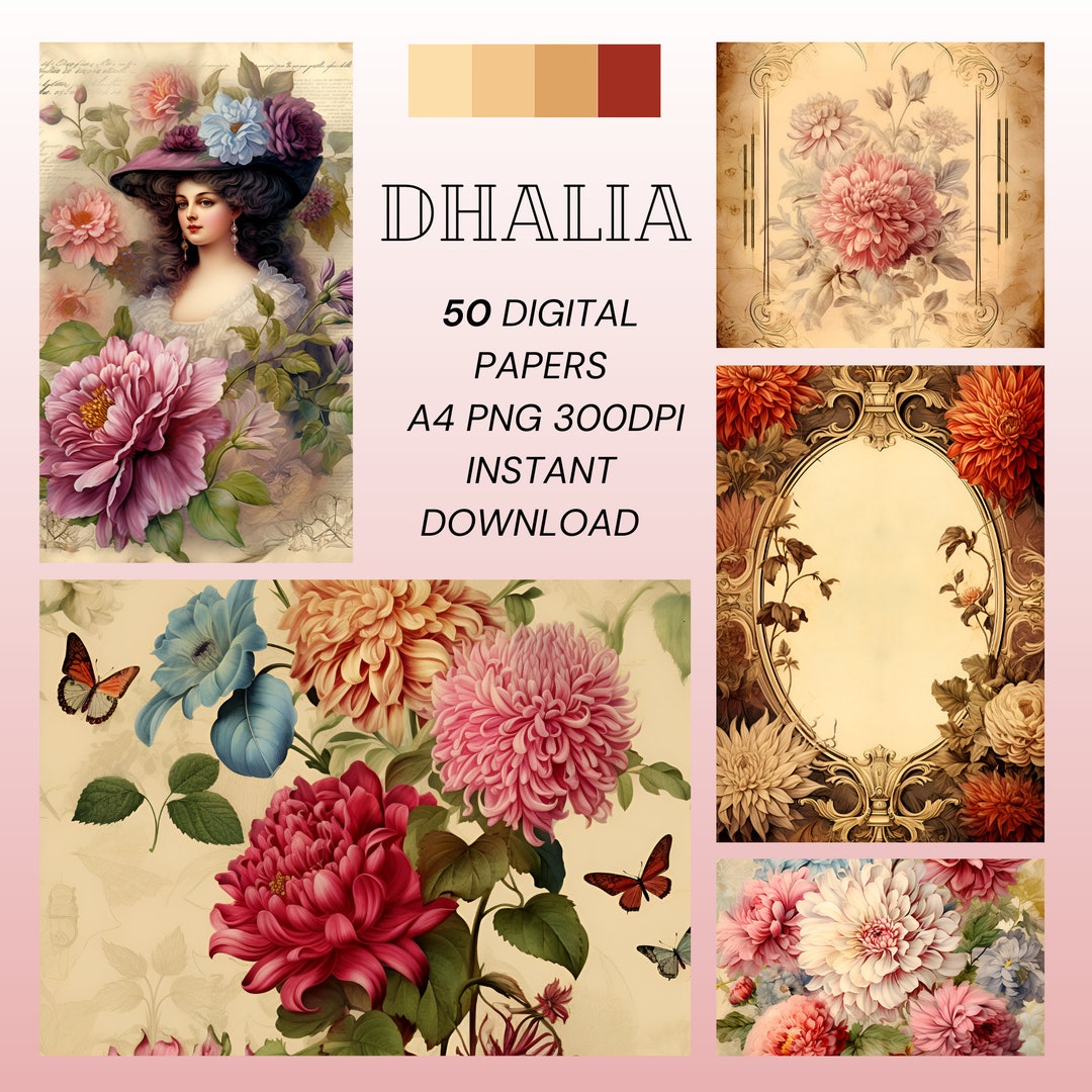 50 Dahlia Digital Journal Papers, Wallpapers & Frames for Scrapbooking ...