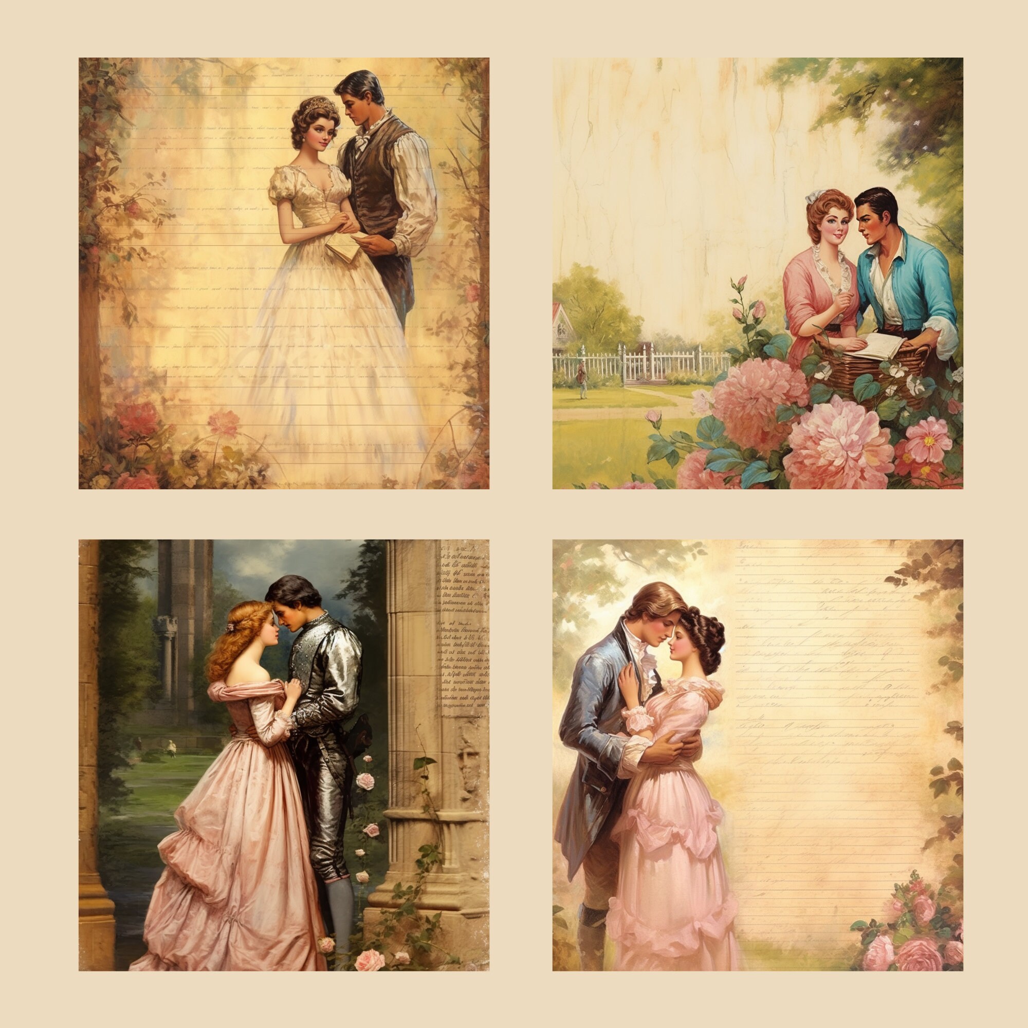 Romantic Forbidden Love Digital Paper Collection - Instant Download ...