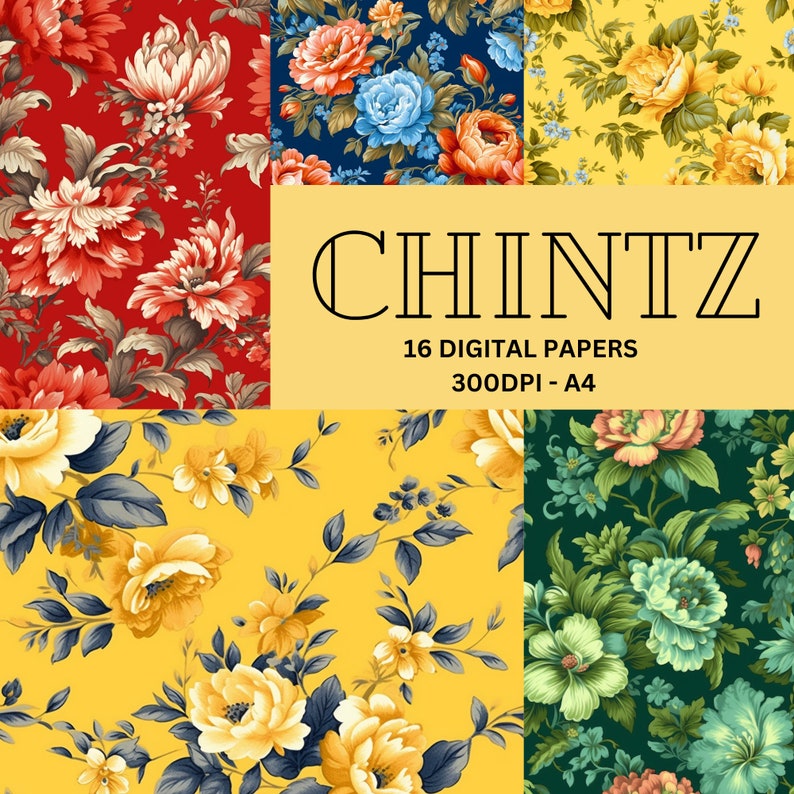 Chintz Digital Paper Collection Instant Download Floral - Etsy