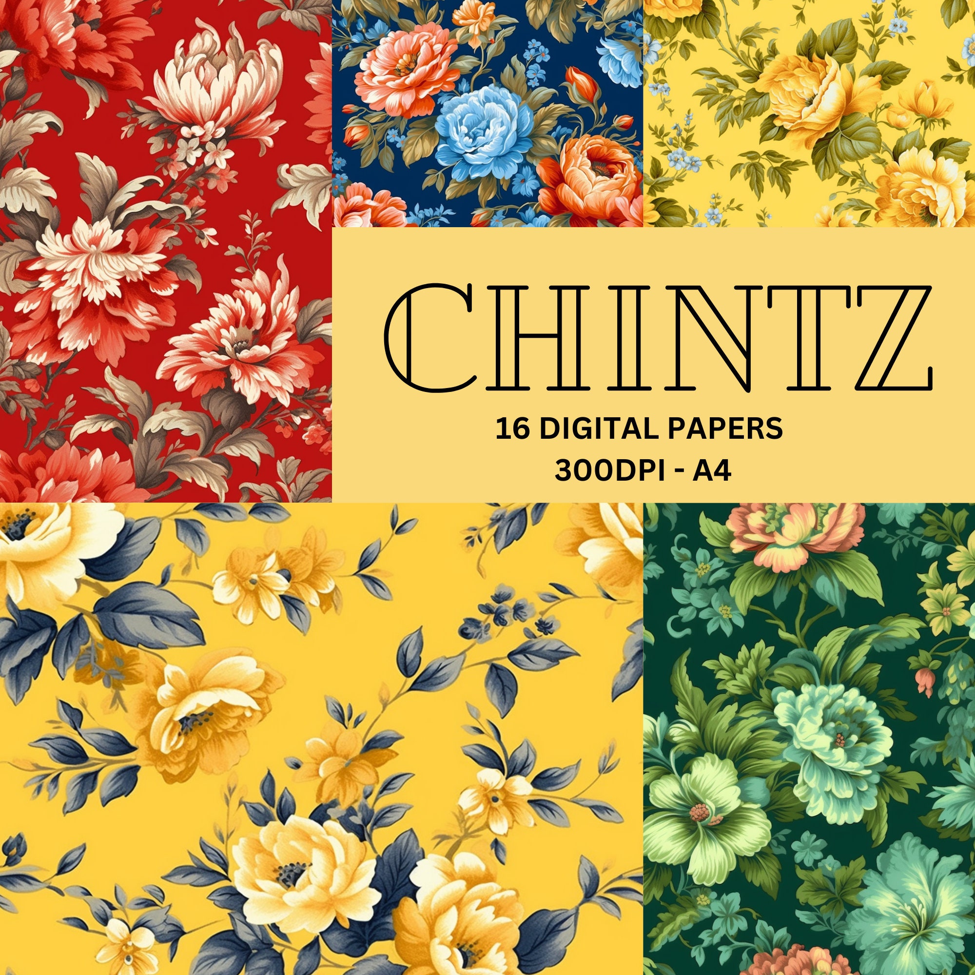Chintz Digital Paper Collection Instant Download Floral - Etsy