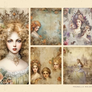 Vintage Princess Digital Paper Kit for Junk Journal | ATC Cards ...
