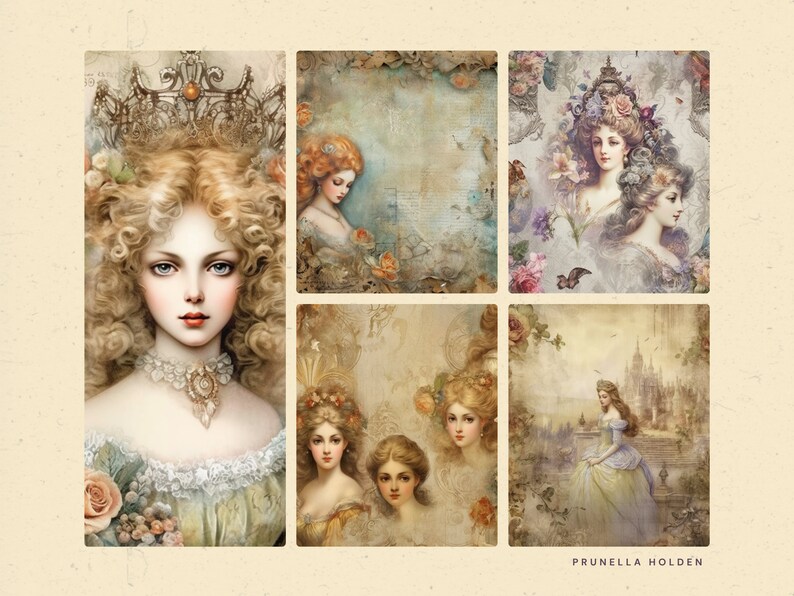 Vintage Princess Digital Paper Kit for Junk Journal | ATC Cards ...