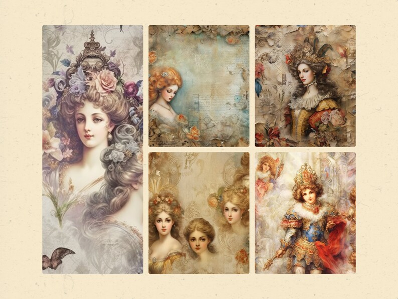 Vintage Princess Digital Paper Kit for Junk Journal | ATC Cards ...
