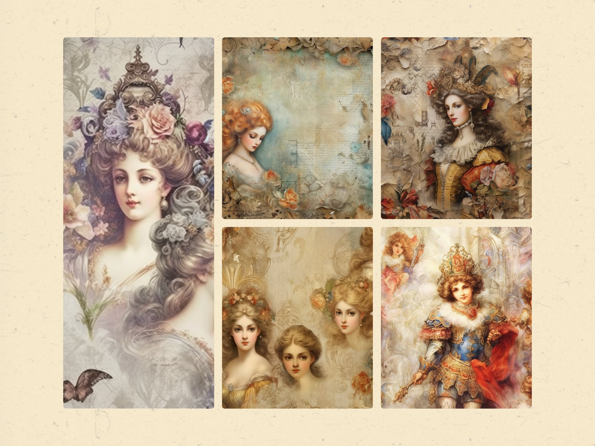 Vintage Princess Digital Paper Kit for Junk Journal | ATC Cards ...