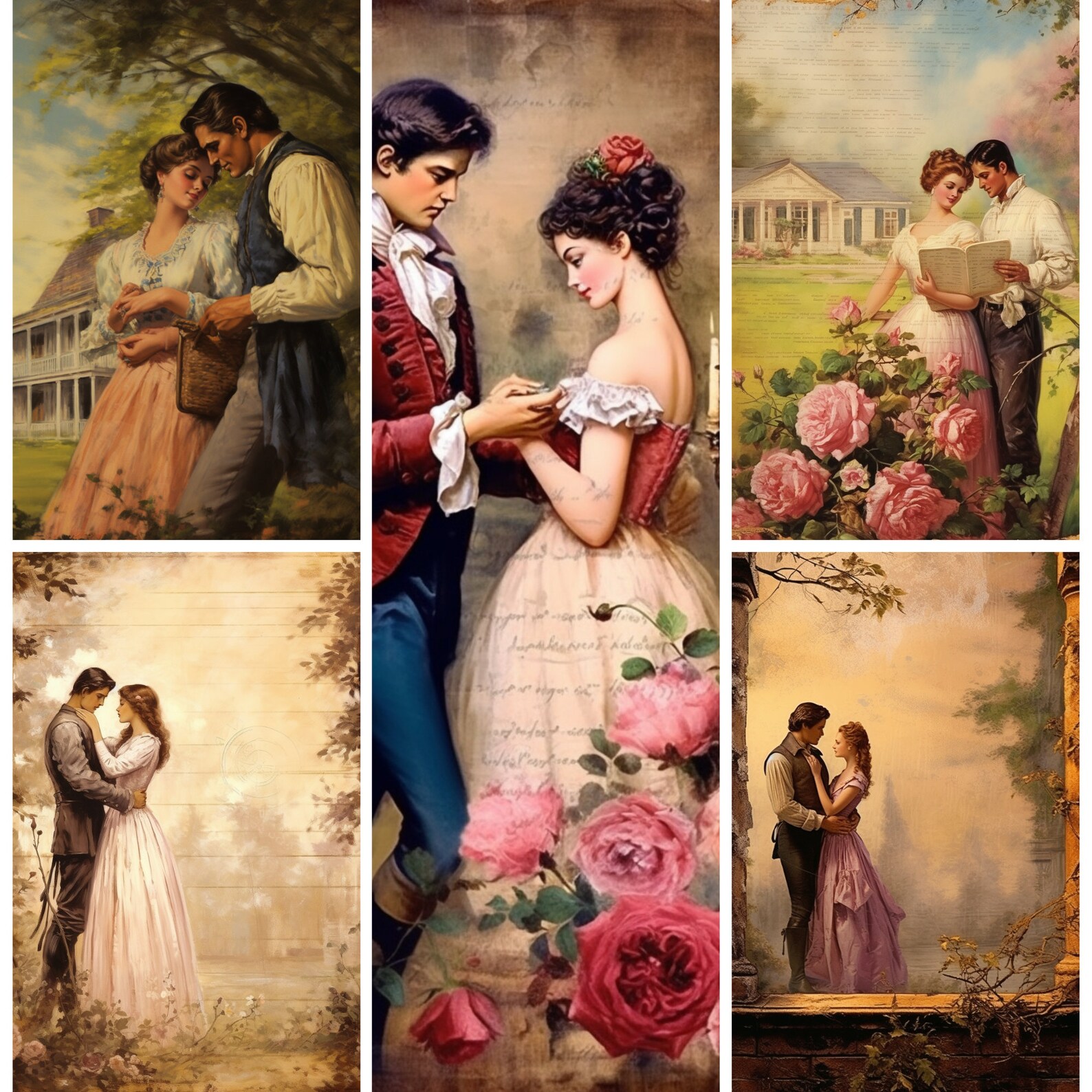 Romantic Forbidden Love Digital Paper Collection - Instant Download ...