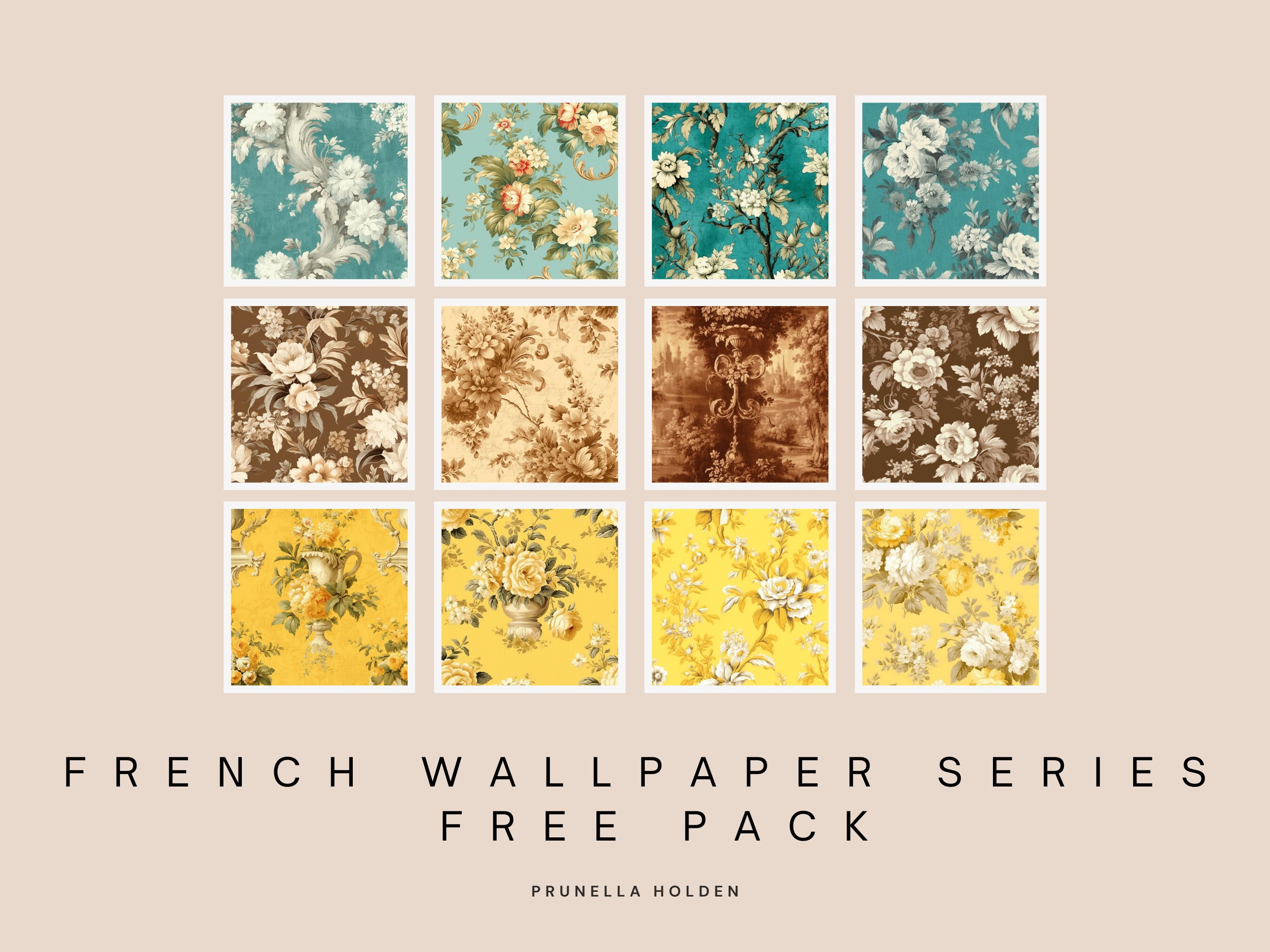 French Wallpaper Digital Prints: Elegant Handmade Designs in Pale Blue ...