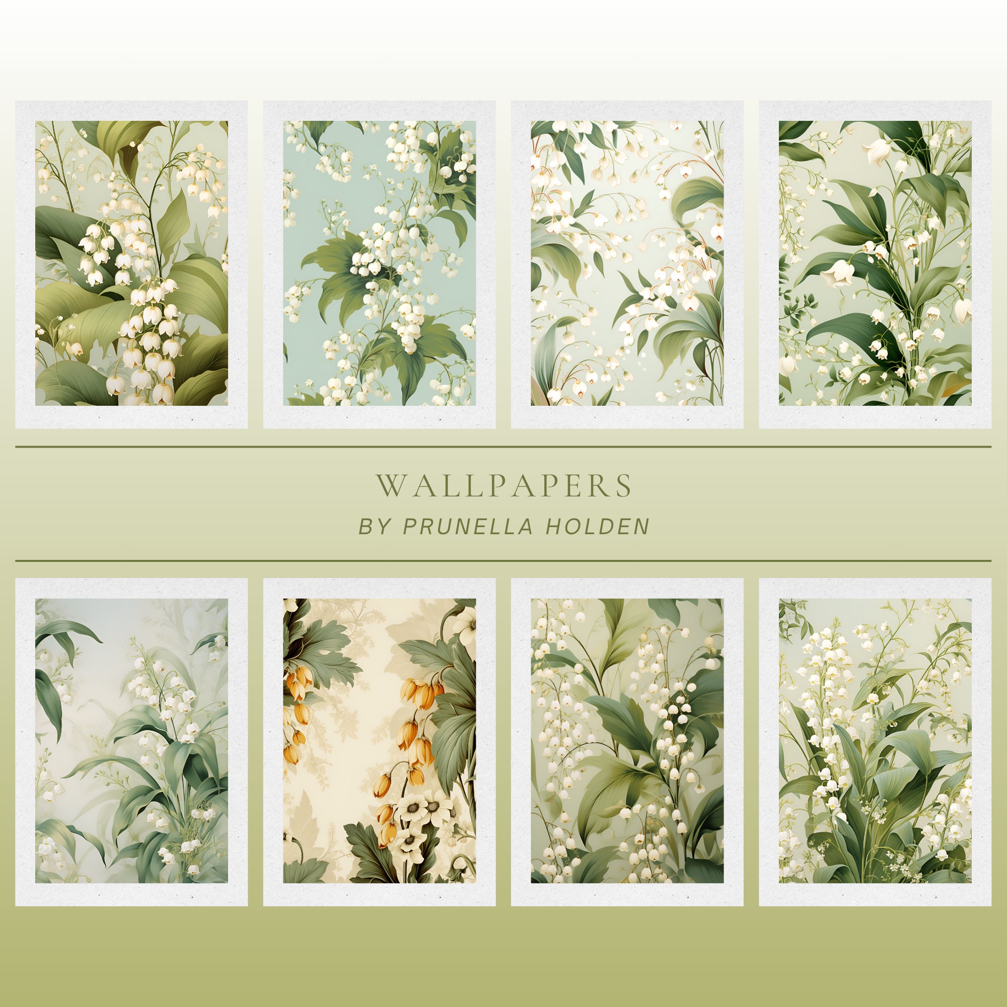 Lily of the Valley Scrapbooking Papers - Vintage Floral Digital Prints ...