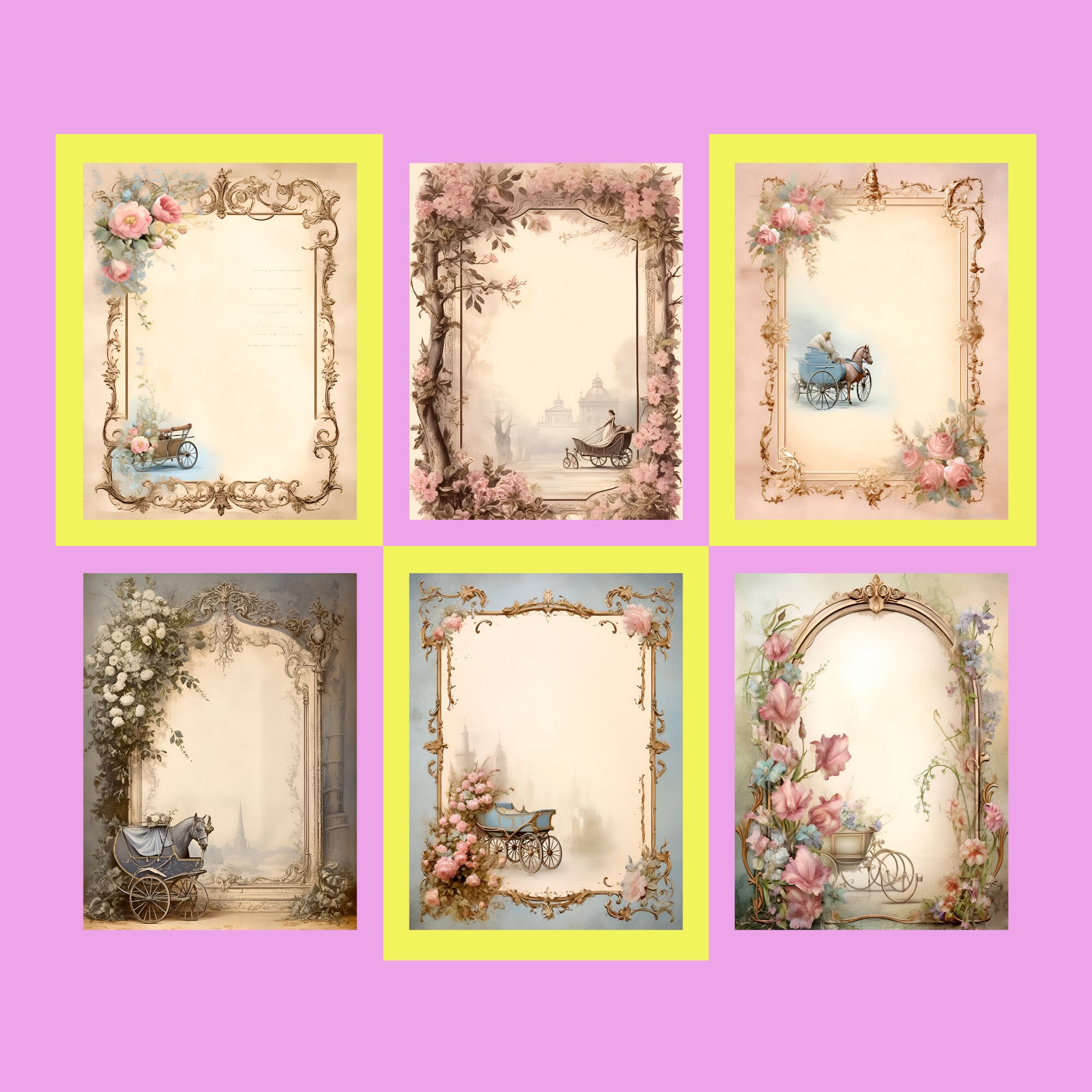 30 Vintage Carriage Journal Pages With Bonus Borders - Etsy