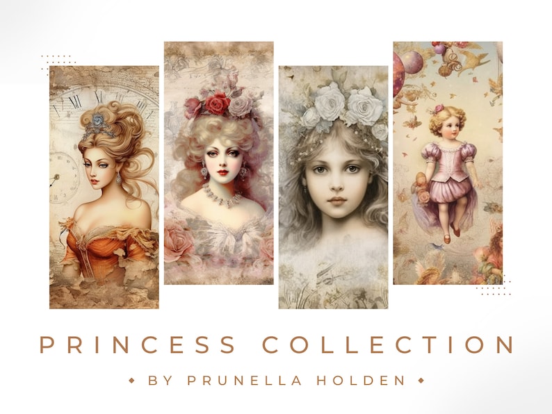 Vintage Princess Digital Paper Kit for Junk Journal | ATC Cards ...