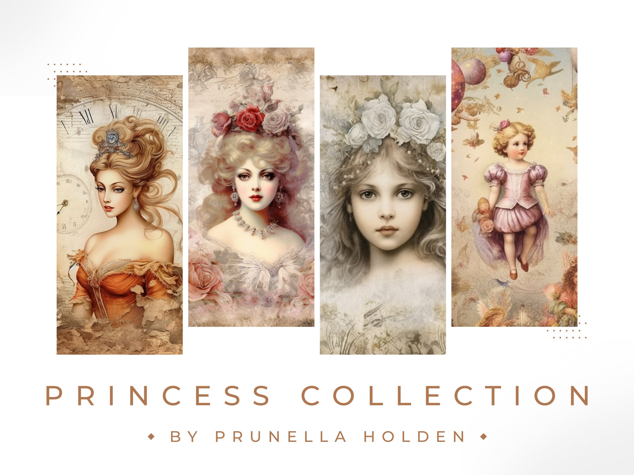 Vintage Princess Digital Paper Kit for Junk Journal | ATC Cards ...