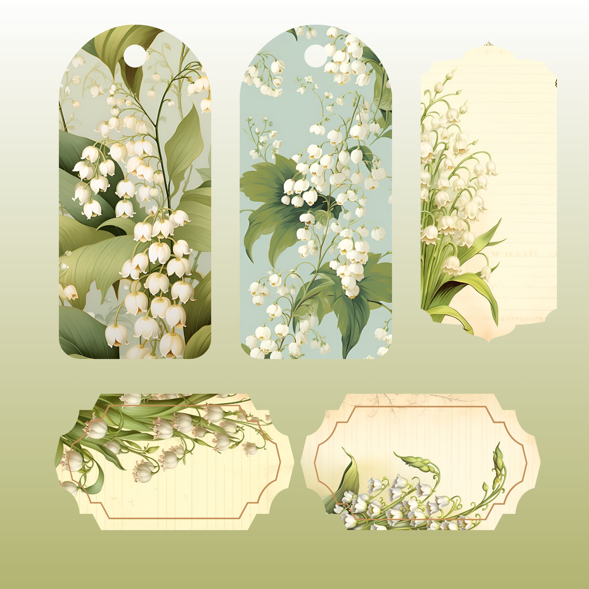 Lily of the Valley Scrapbooking Papers - Vintage Floral Digital Prints ...
