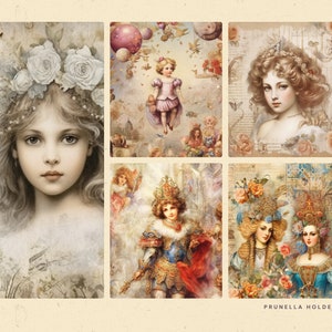 Vintage Princess Digital Paper Kit for Junk Journal | ATC Cards ...