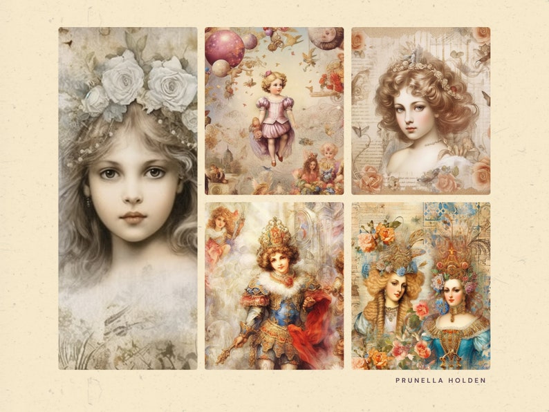 Vintage Princess Digital Paper Kit for Junk Journal | ATC Cards ...