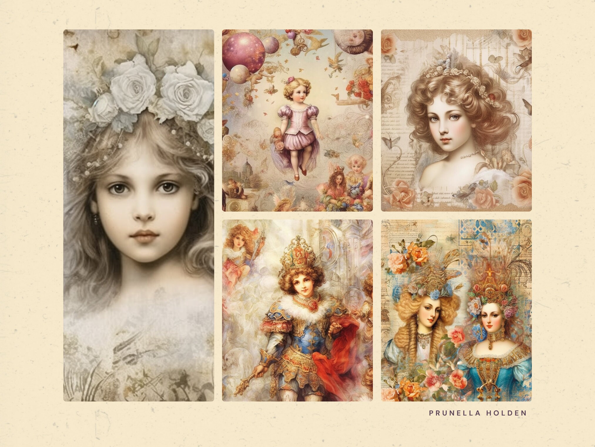 Vintage Princess Digital Paper Kit for Junk Journal | ATC Cards ...