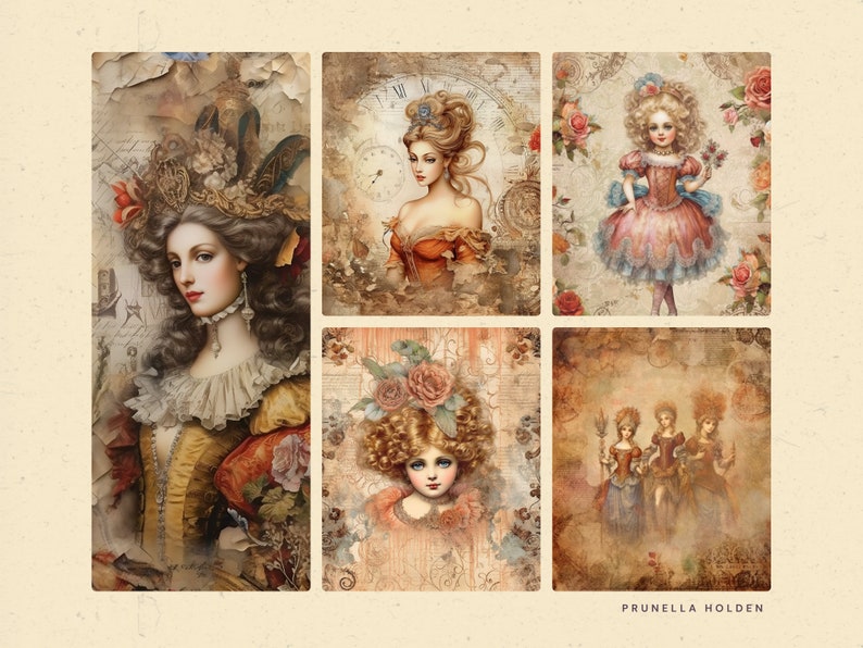 Vintage Princess Digital Paper Kit for Junk Journal | ATC Cards ...