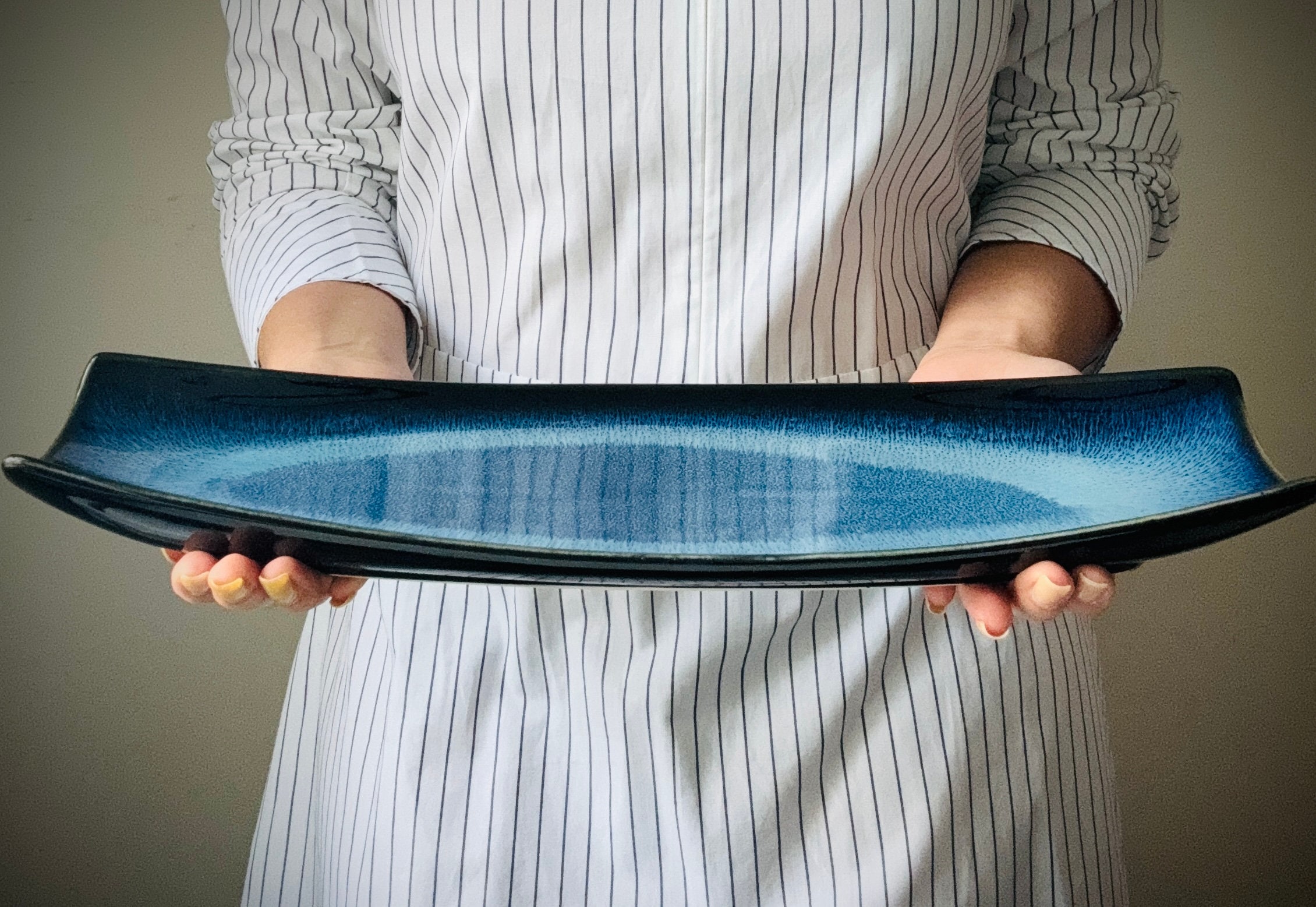 Deep Sea Extra Long Boat Platter, 40cm/16in Blue Snack/appetiser Tray ...