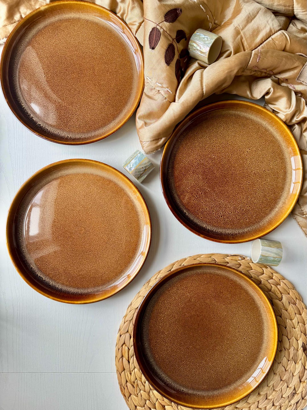 Handmade Ceramic Dinnerware Set: Rustic Earth Yellow Pottery for 4 - Etsy