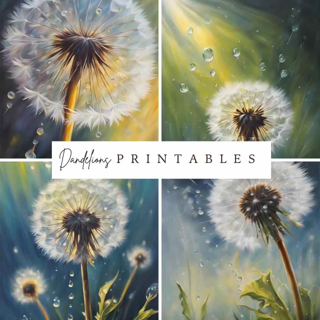 Printable Dandelions Bundle, 4 JPG Files 1 Bonus JPG File, 300 DPI ...