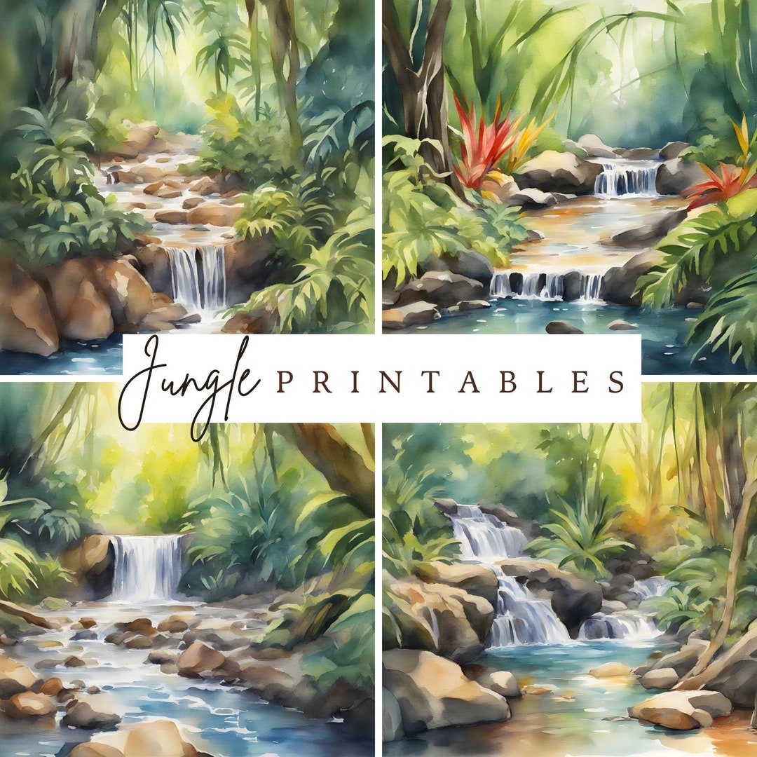 Printable Jungle Background Bundle, 4 JPG Files 1 Bonus, Unlimited ...
