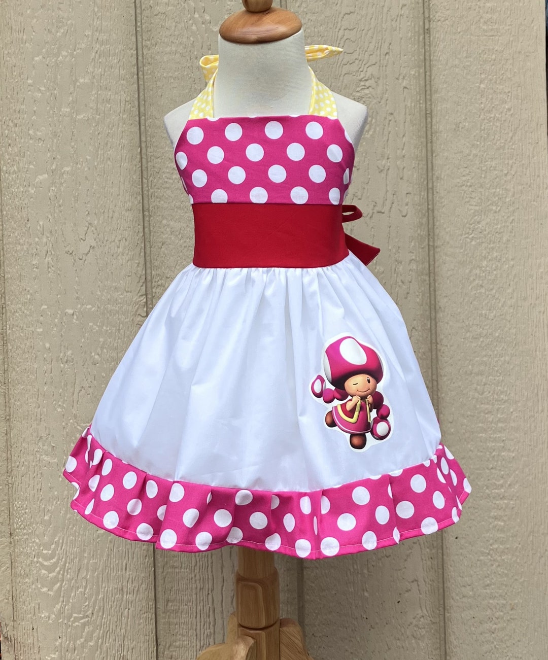 Mario Bros Inspired Dress Toadette Summer Halter Dress - Etsy