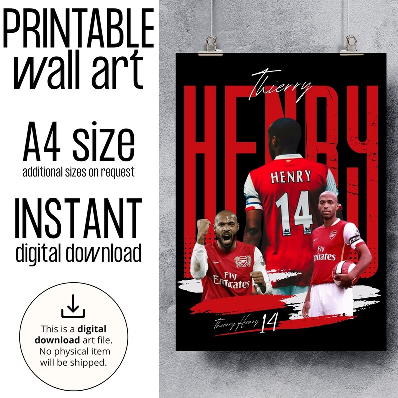 Thierry Henry Inspirational Digital Wall Art - Printable - Etsy