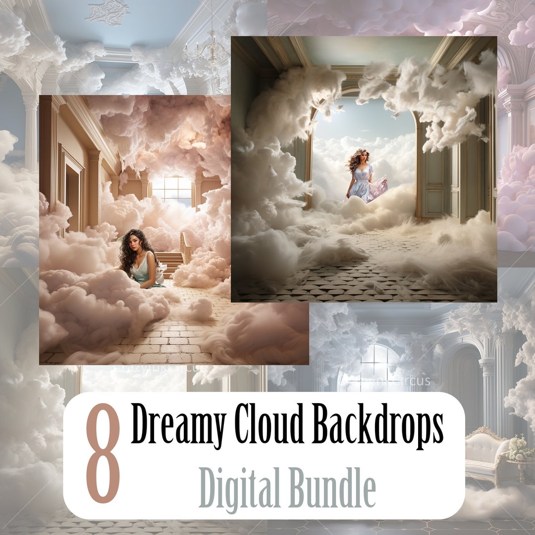 8 Digital Overlays: Dreamy Cloud Room Collection – Ideal for Whimsical ...