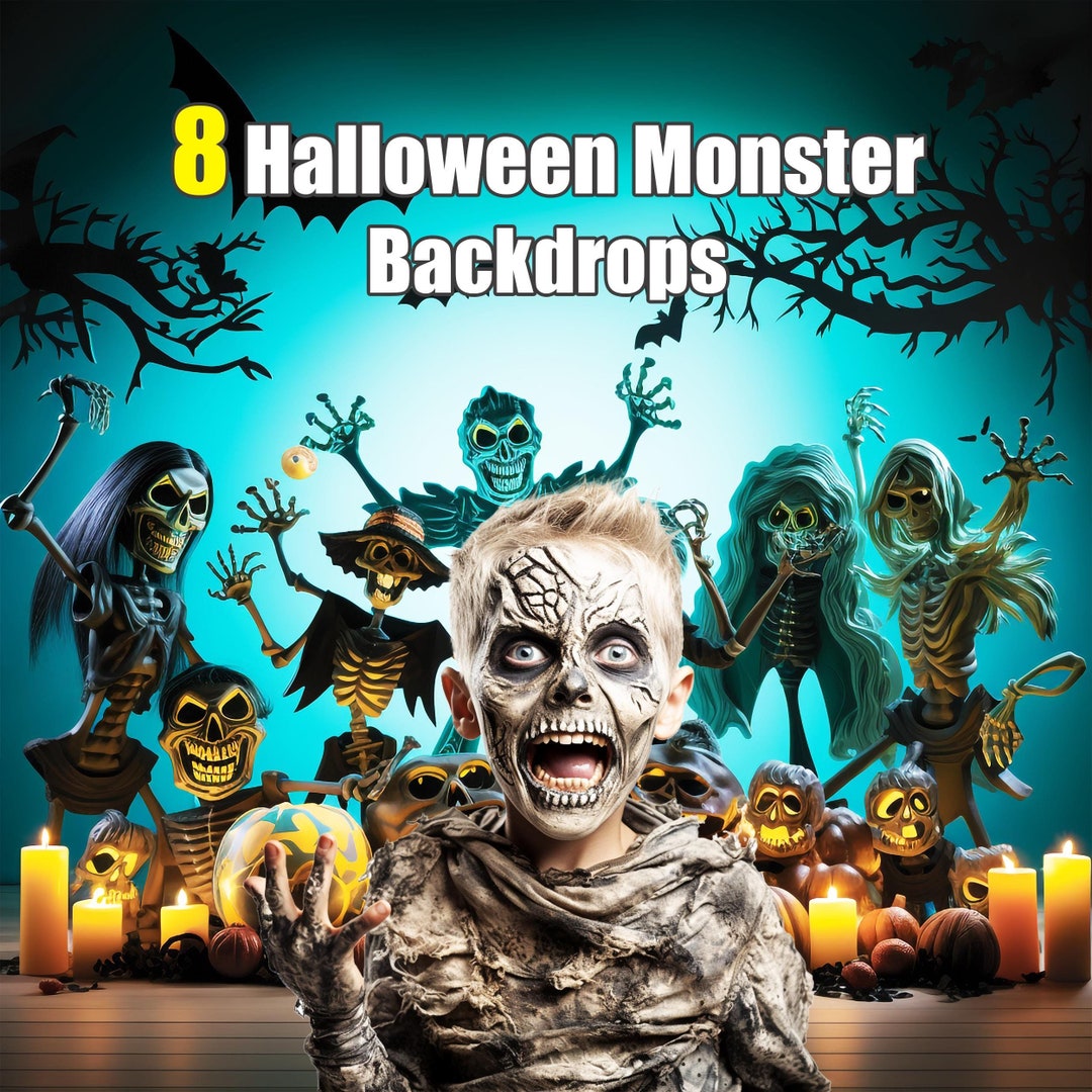 8 Eerie Halloween Monster Mash Backdrops - Spooktacular Party Scene ...