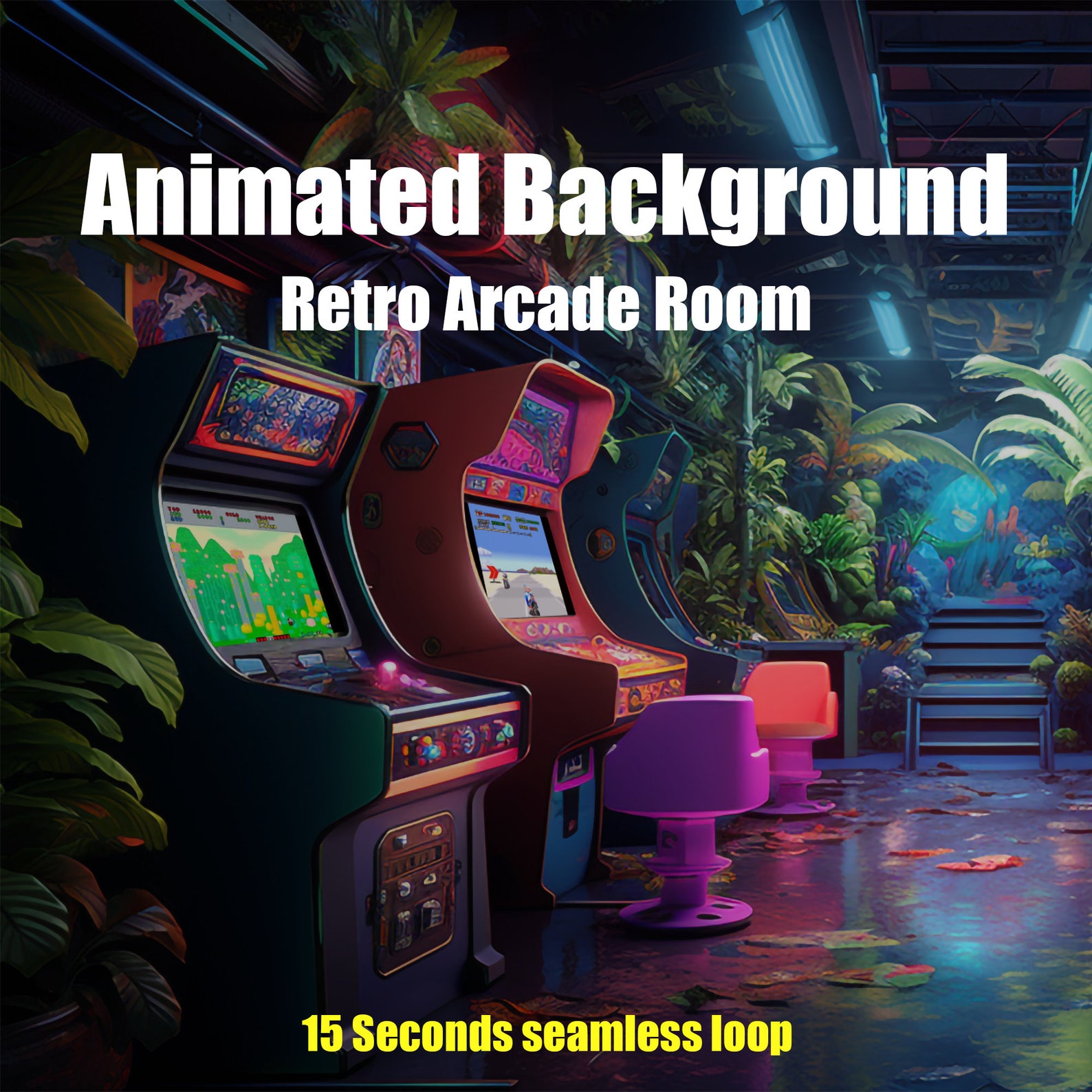 Animated Background - Retro Arcade Room - Animated Nostalgic Gaming ...