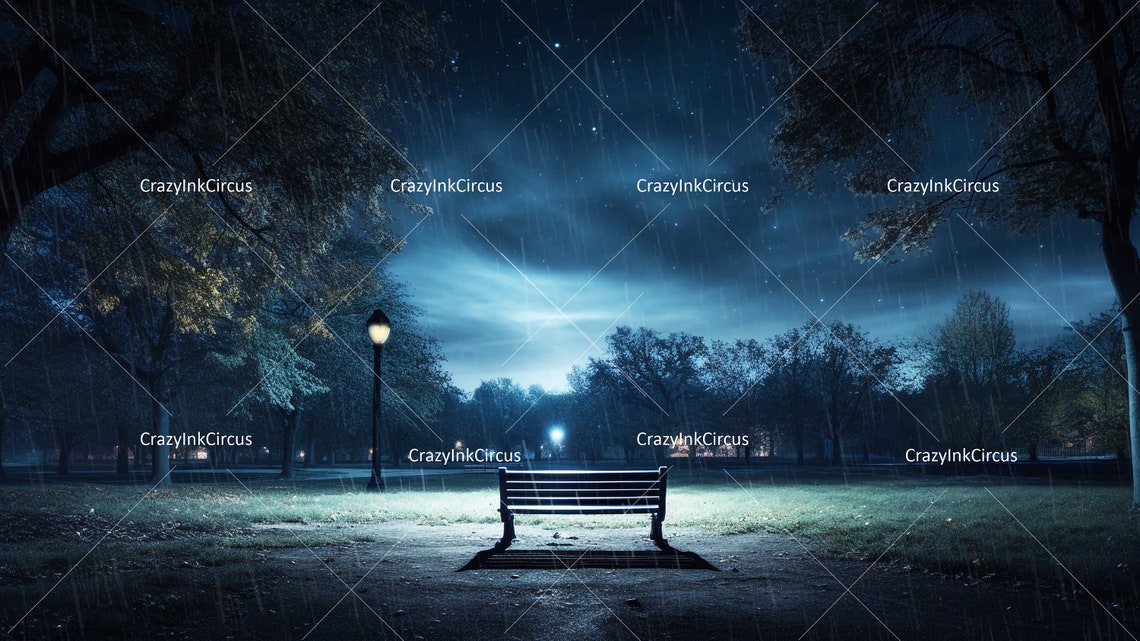 Animated Background - Winter Night Tranquility: Park Bench Under the ...