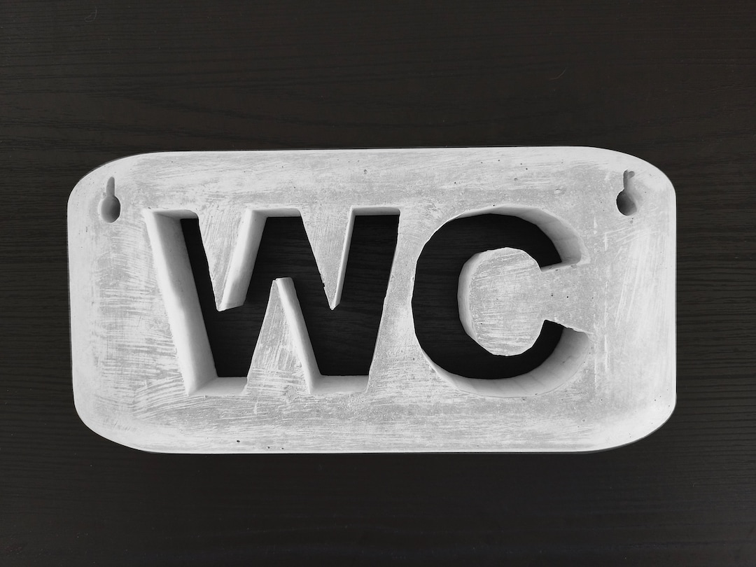 Concrete Toilet Sign, Industrial Design, WC Letters, Waterproof ...