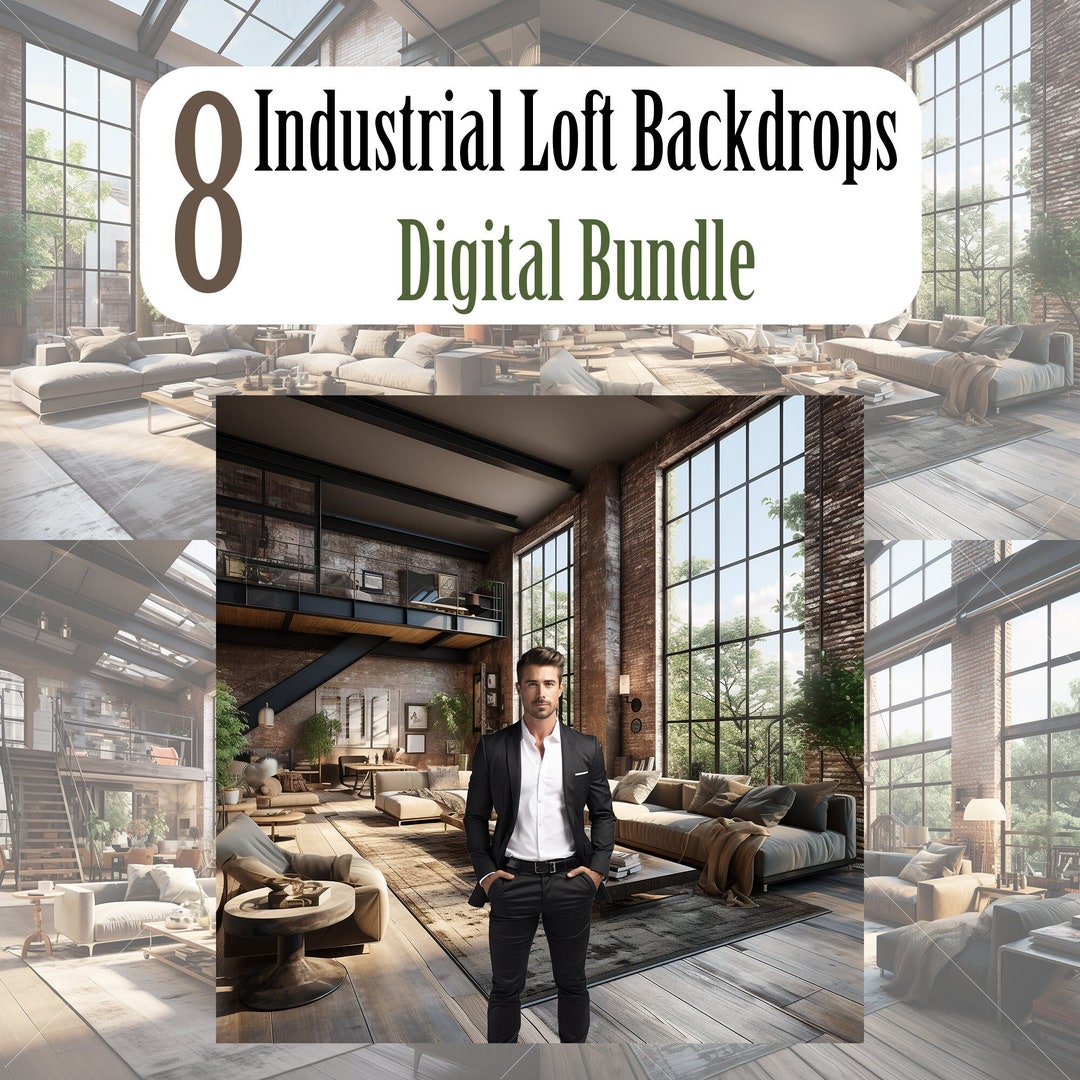 8 Digital Backdrops: Urban Industrial Loft Ideal for Industrial ...