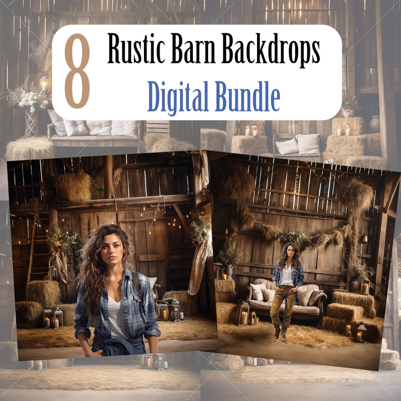 8 Digital Backdrops: Rustic Barn Elegance Ideal for Barnyard Scenes ...