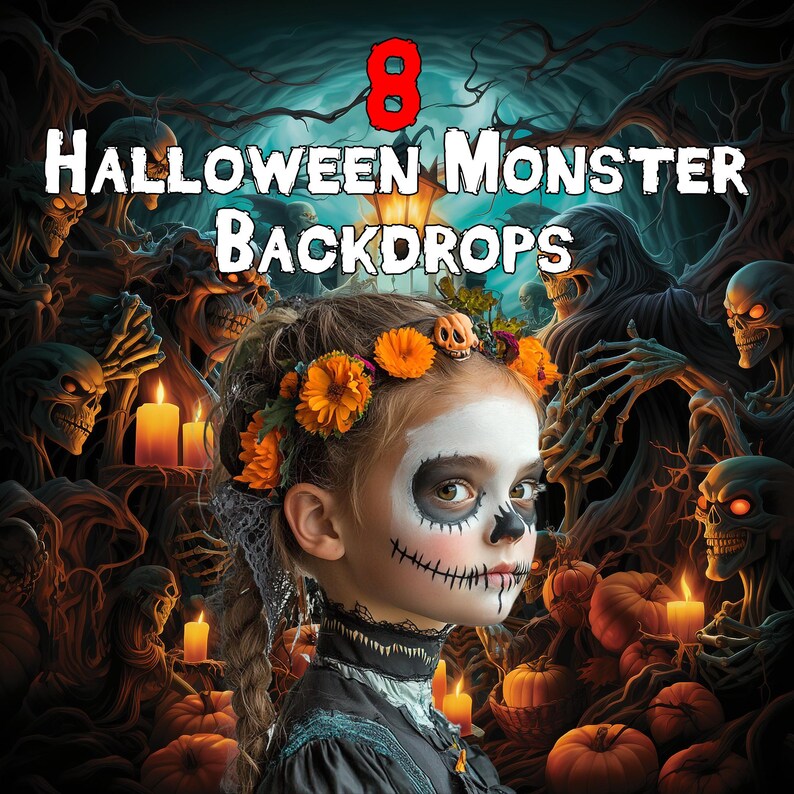 8 Halloween Monster Backdrops - Spooktacular Party Scene Collection ...