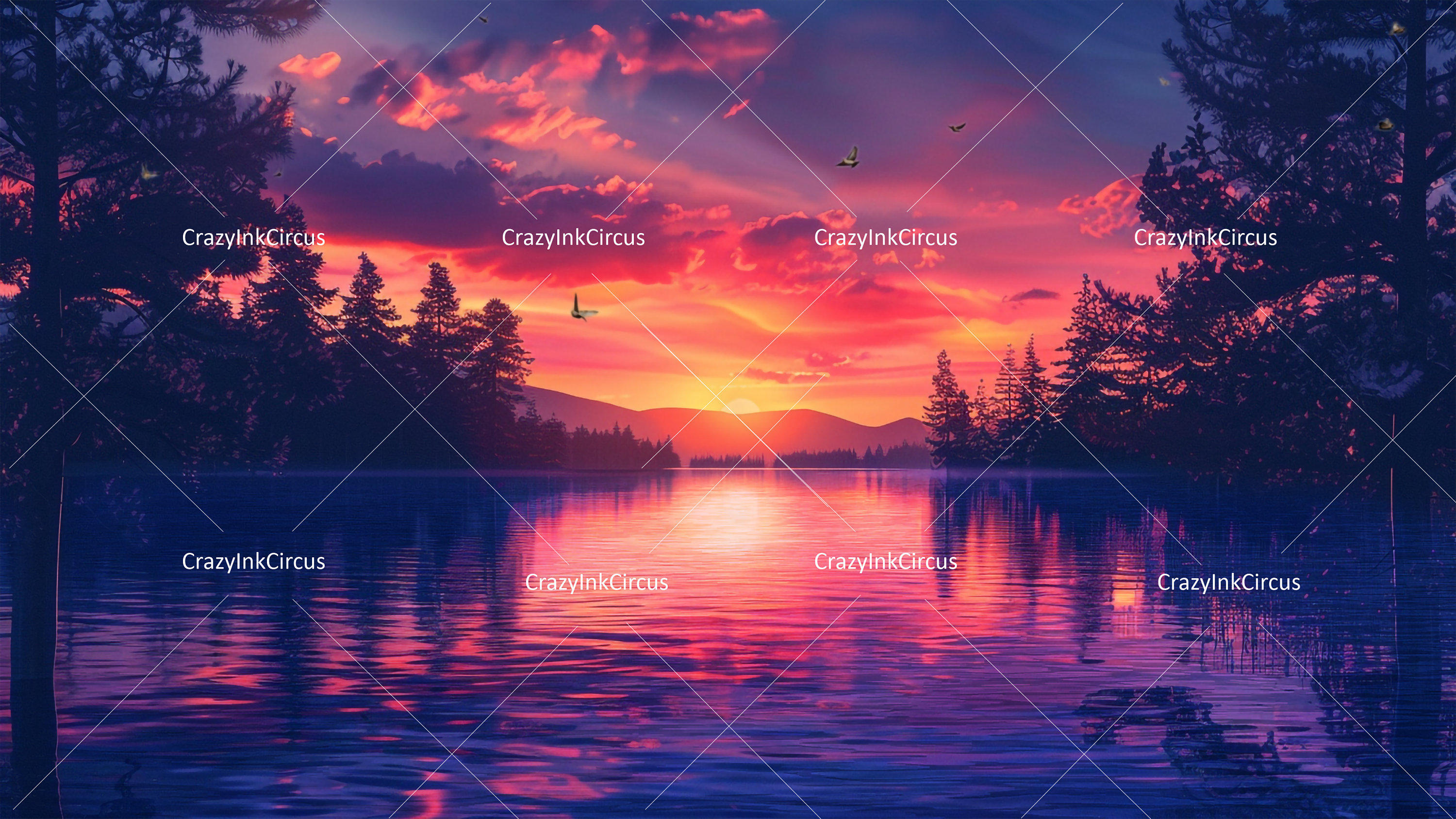 Animated Background - Serene Sunset - Tranquil Evening Glowing Lake ...