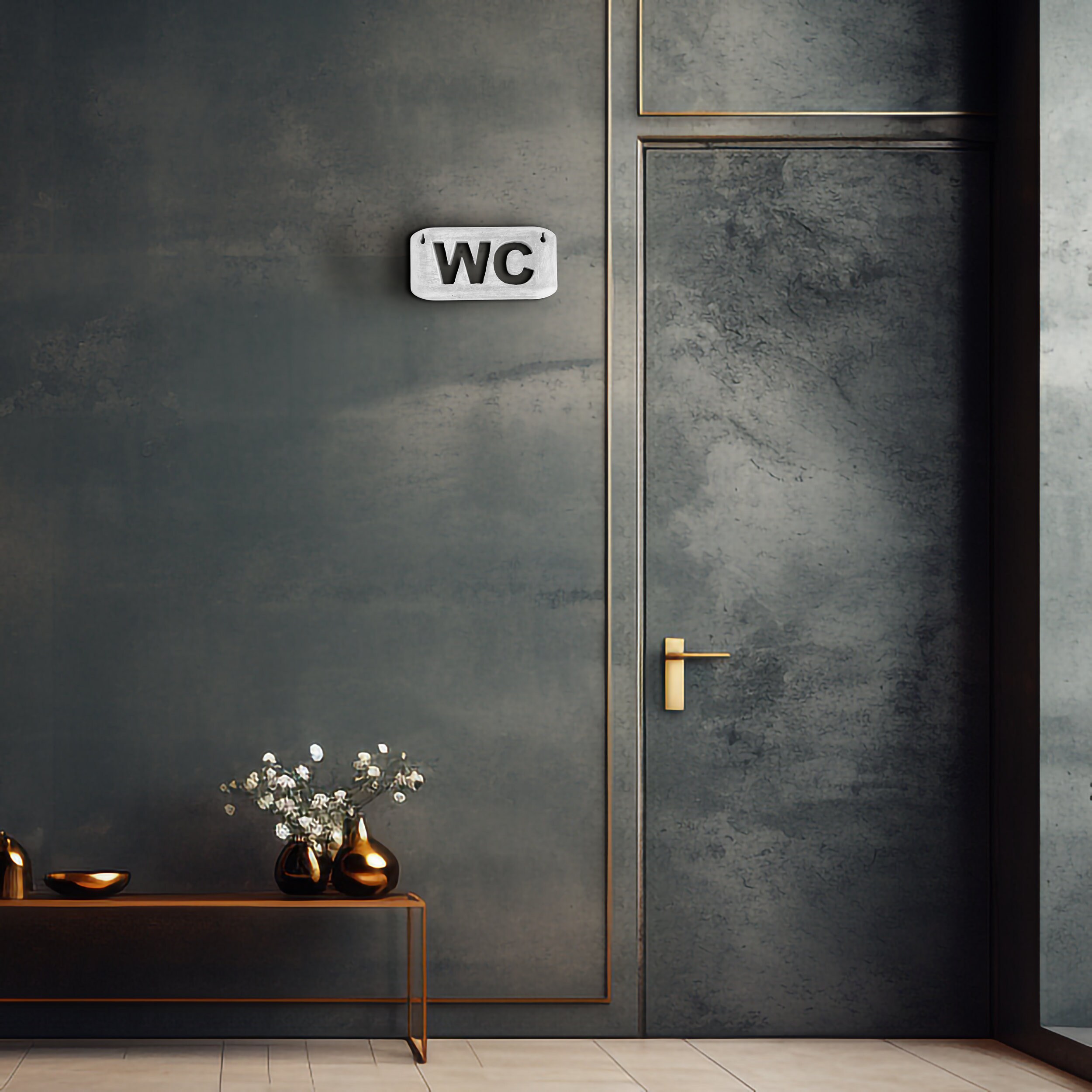 Concrete Toilet Sign, Industrial Design, WC Letters, Waterproof ...