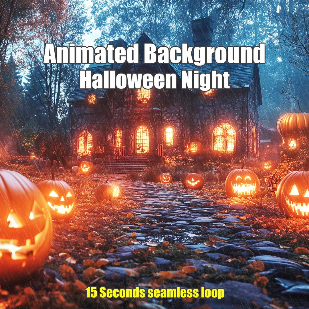 Animated Background - Halloween Night - Spooky Moonlit Scene for Vtuber ...