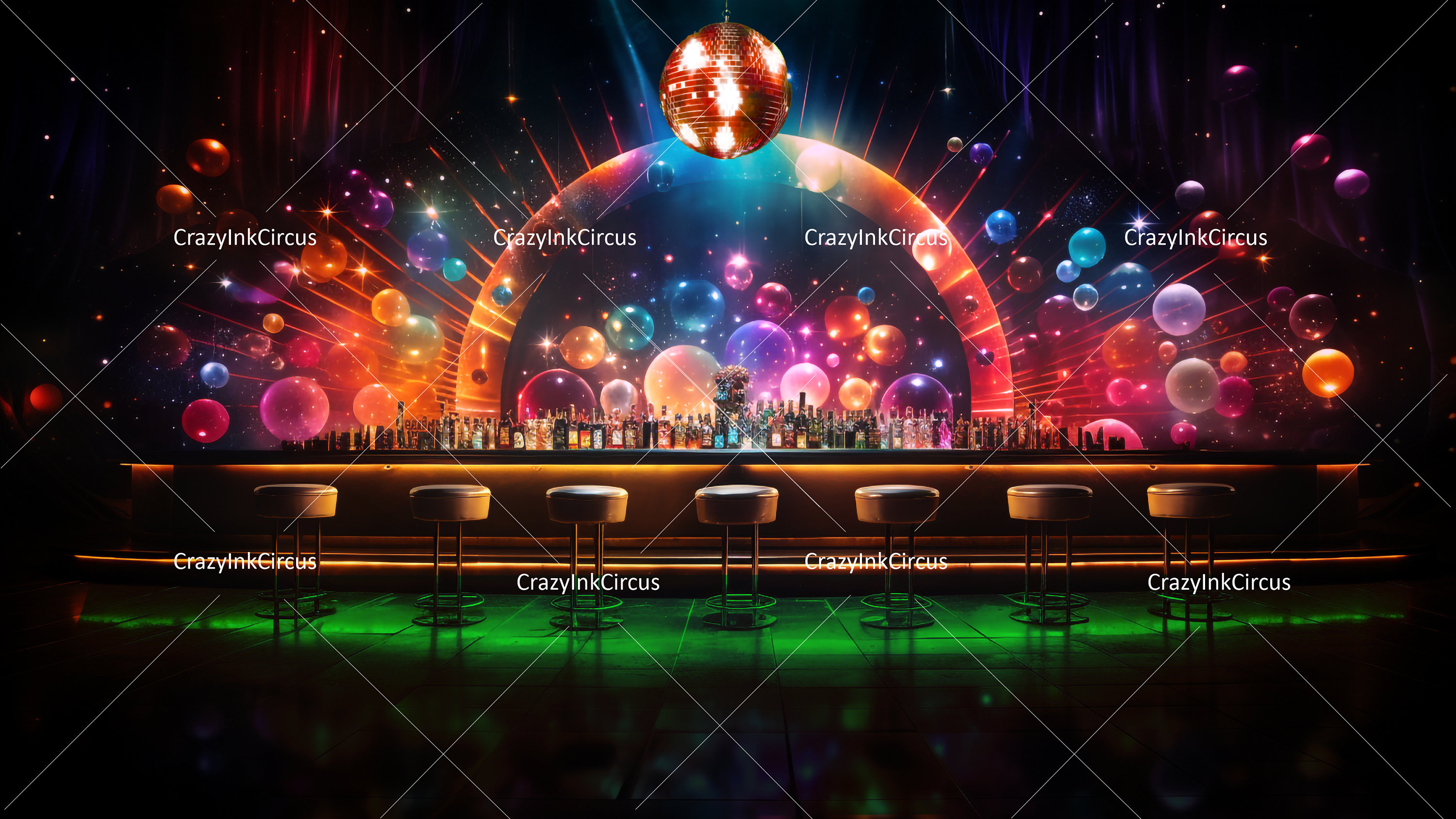 Animated Background - Disco Bar - Vintage Vibrant Neon Glow Night ...