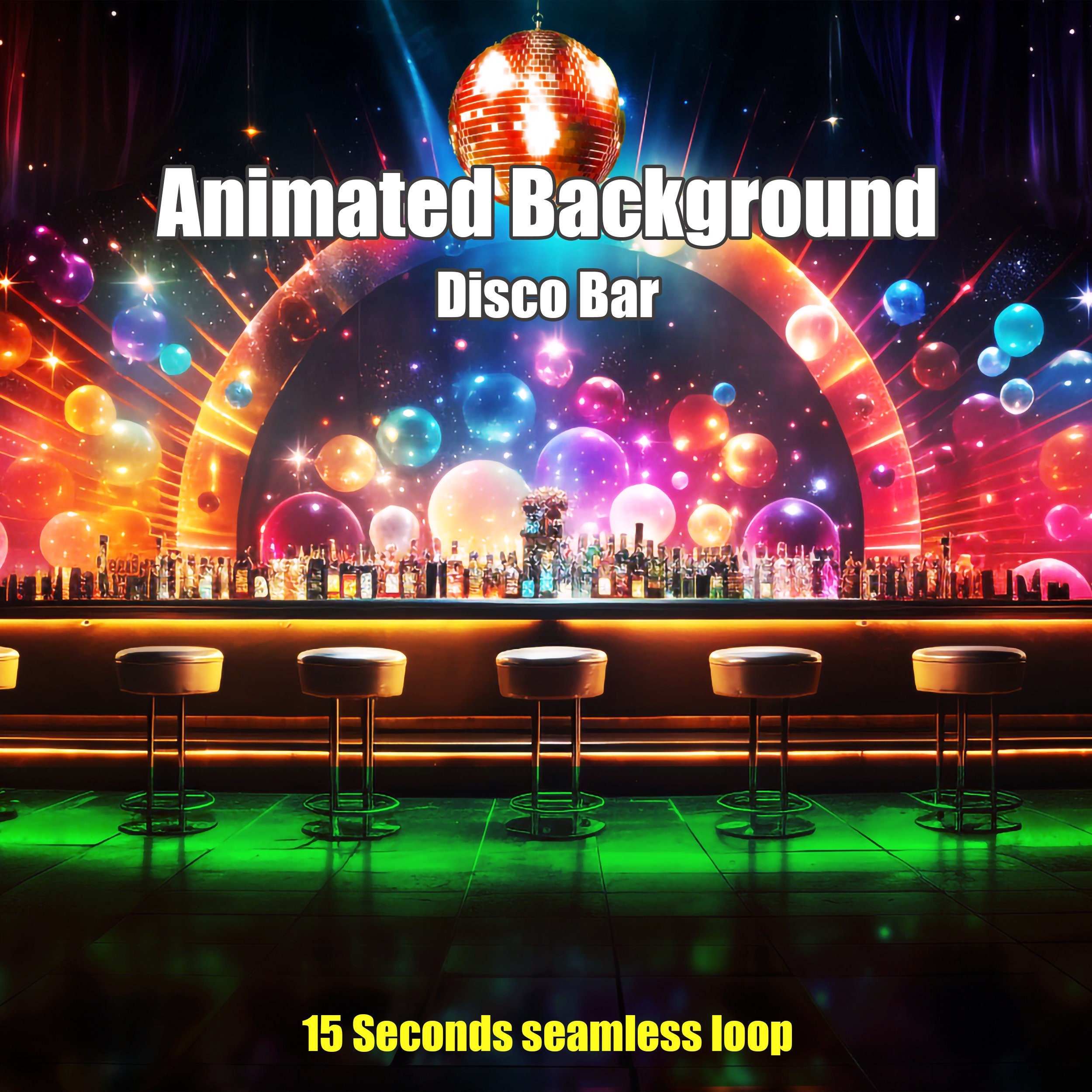 Animated Background Disco Bar Vintage Vibrant Neon Glow Night Dynamic ...